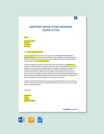 Store Manager Cover Letter Examples