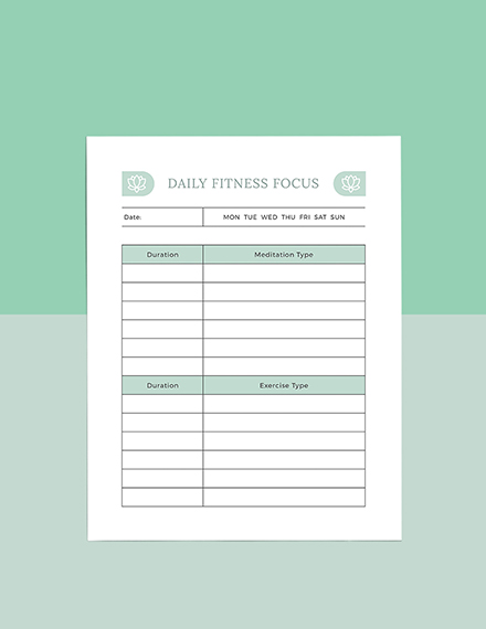 Yoga & Meditation Daily Planner Template - Word (DOC) | Apple (MAC) Pages