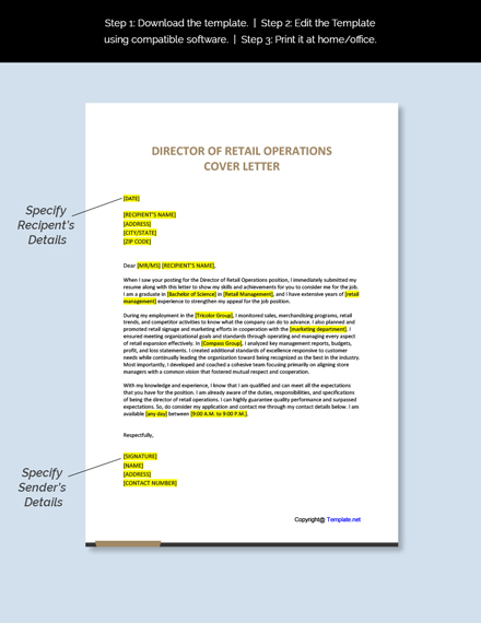 Free Global Retail Operations Manager Cover Letter Template - Google ...