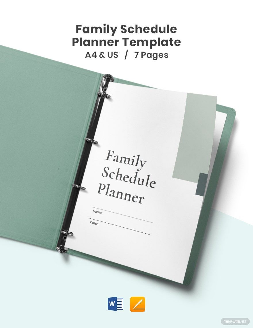 Free Sample Family Planner Template - Word, Apple Pages | Template.net