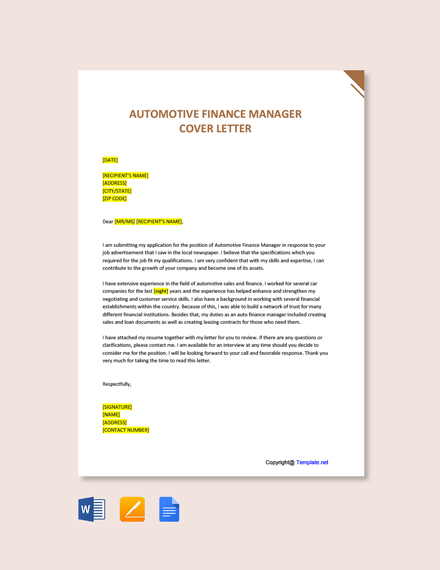 Sample Cover Letter For Finance Manager Position Follow The Guidelines And Use The Sample 