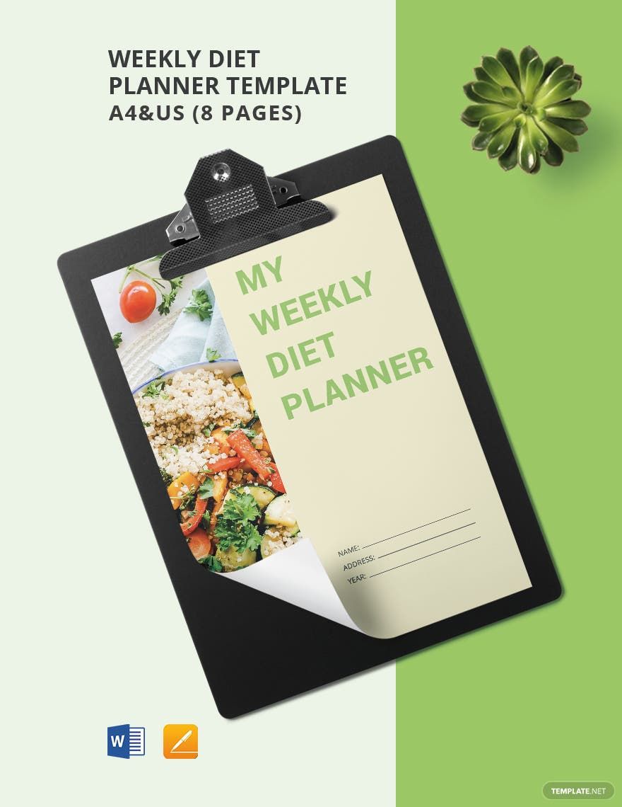 Weekly Diet Planner Template Download In Word PDF Apple Pages 