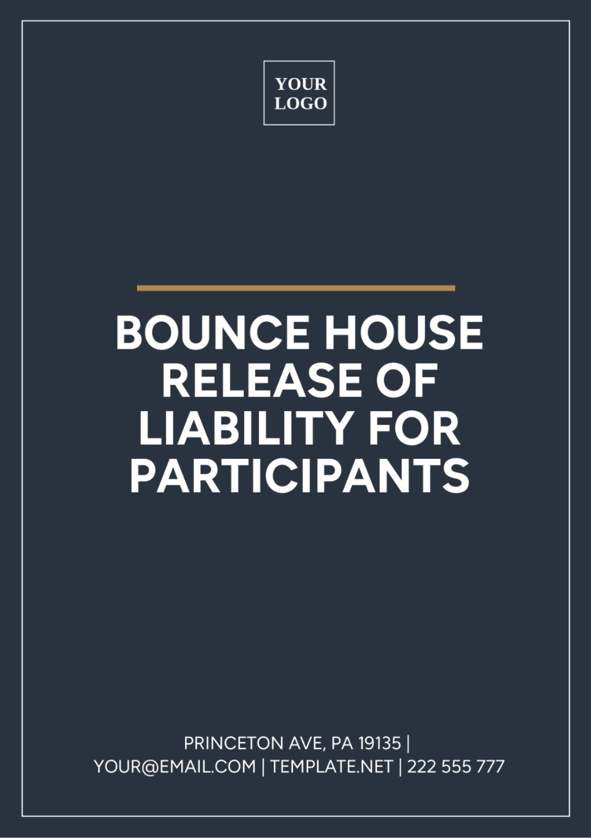 Bounce House Release Of Liability For Participants Template - Edit ...