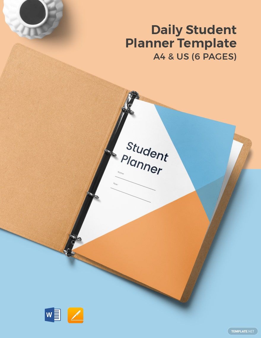 Editable Student Planner Template - Word, Apple Pages | Template.net