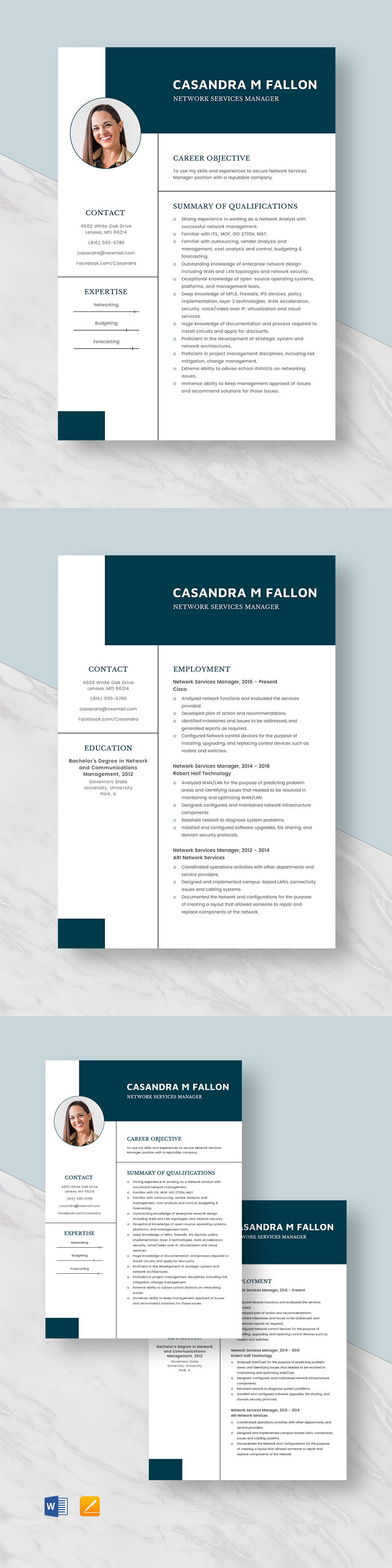 Network Project Manager Resume Template - Word, Apple Pages | Template.net