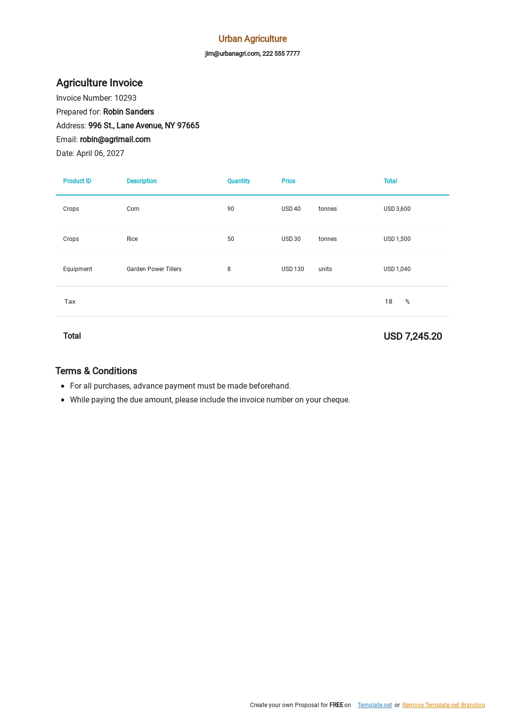 Music Invoice Template
