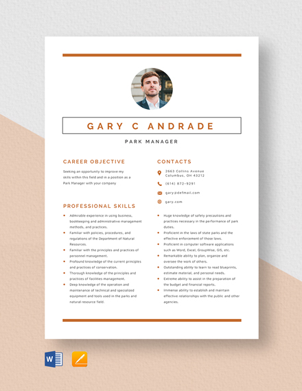 Free Seasonal Park Attendant Resume - Download in Word, Apple Pages ...