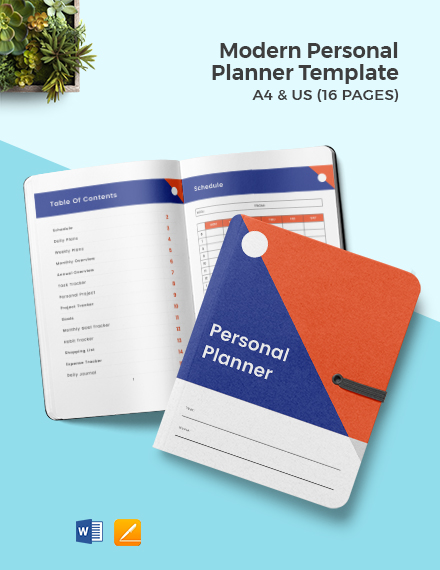 Free Editable Personal Planner Template - Word, Apple Pages | Template.net