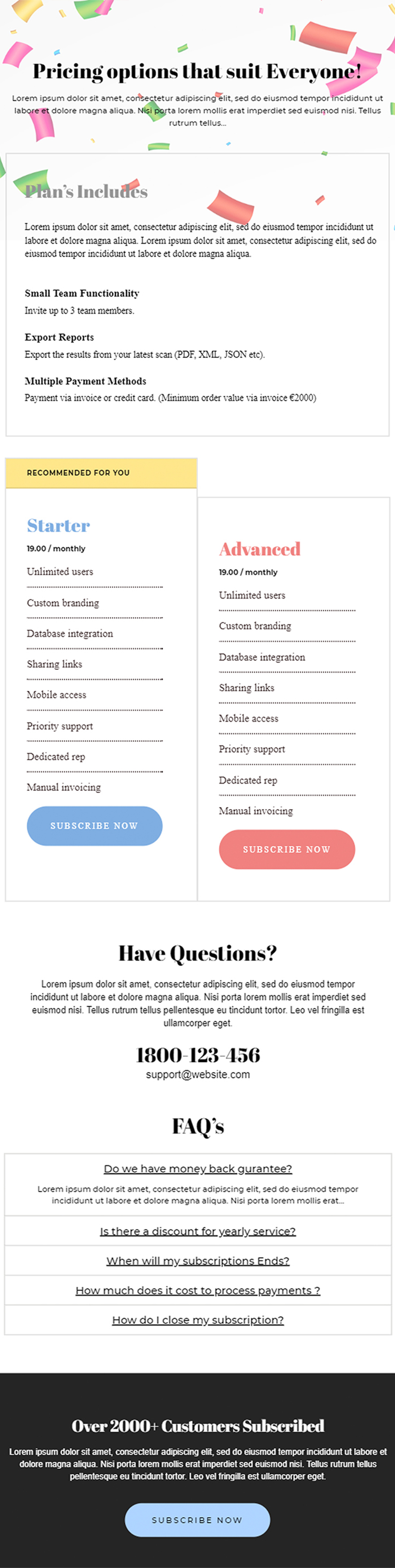 Free Advanced Pricing Page Template - HTML5, PSD | Template.net