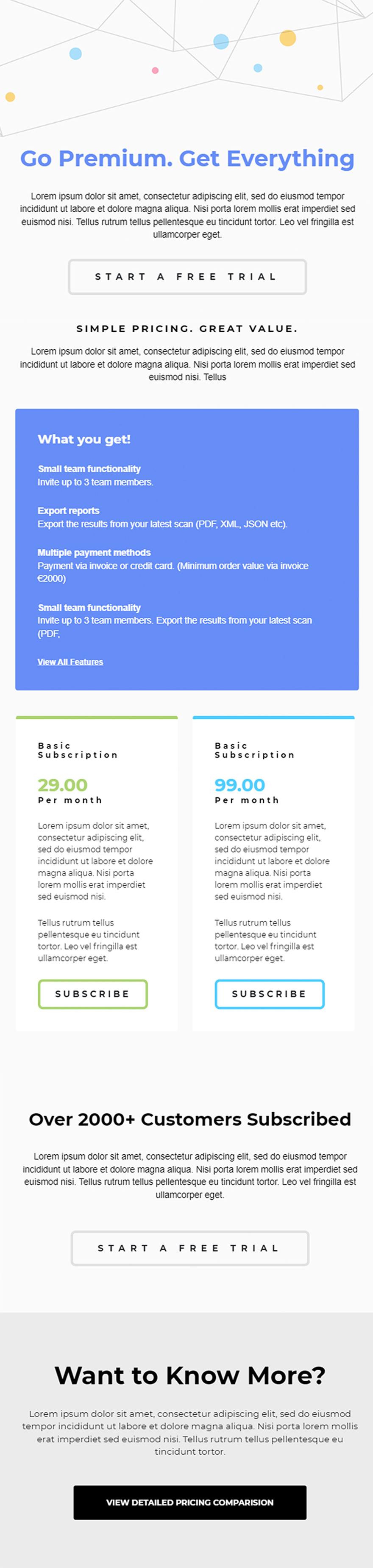 Free Advanced Pricing Page Template - HTML5, PSD | Template.net