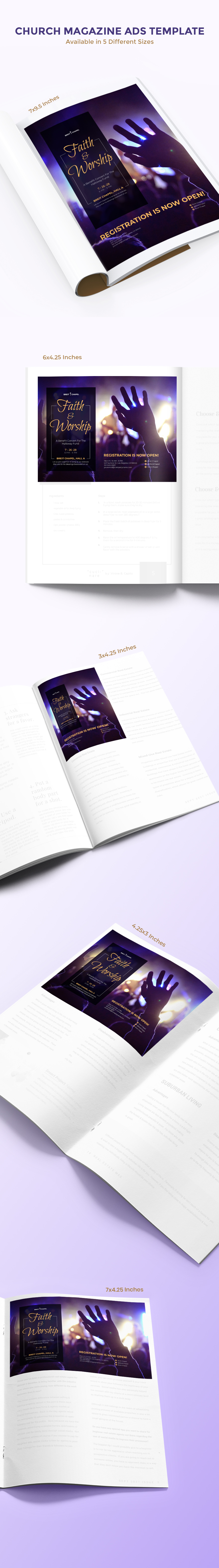 Free Worship Church Magazine Ads Template - InDesign, Word, Apple Pages ...