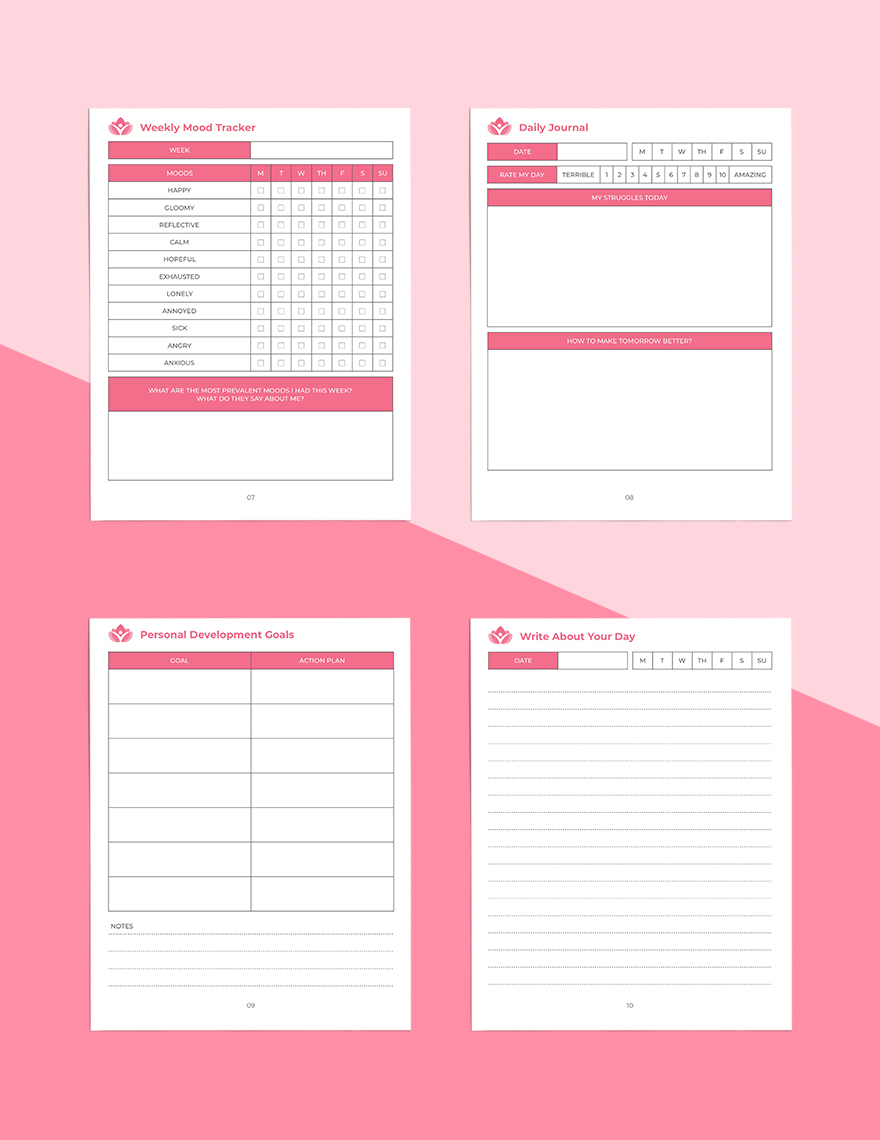 Wellness Journal Planner Template - Word, Apple Pages | Template.net