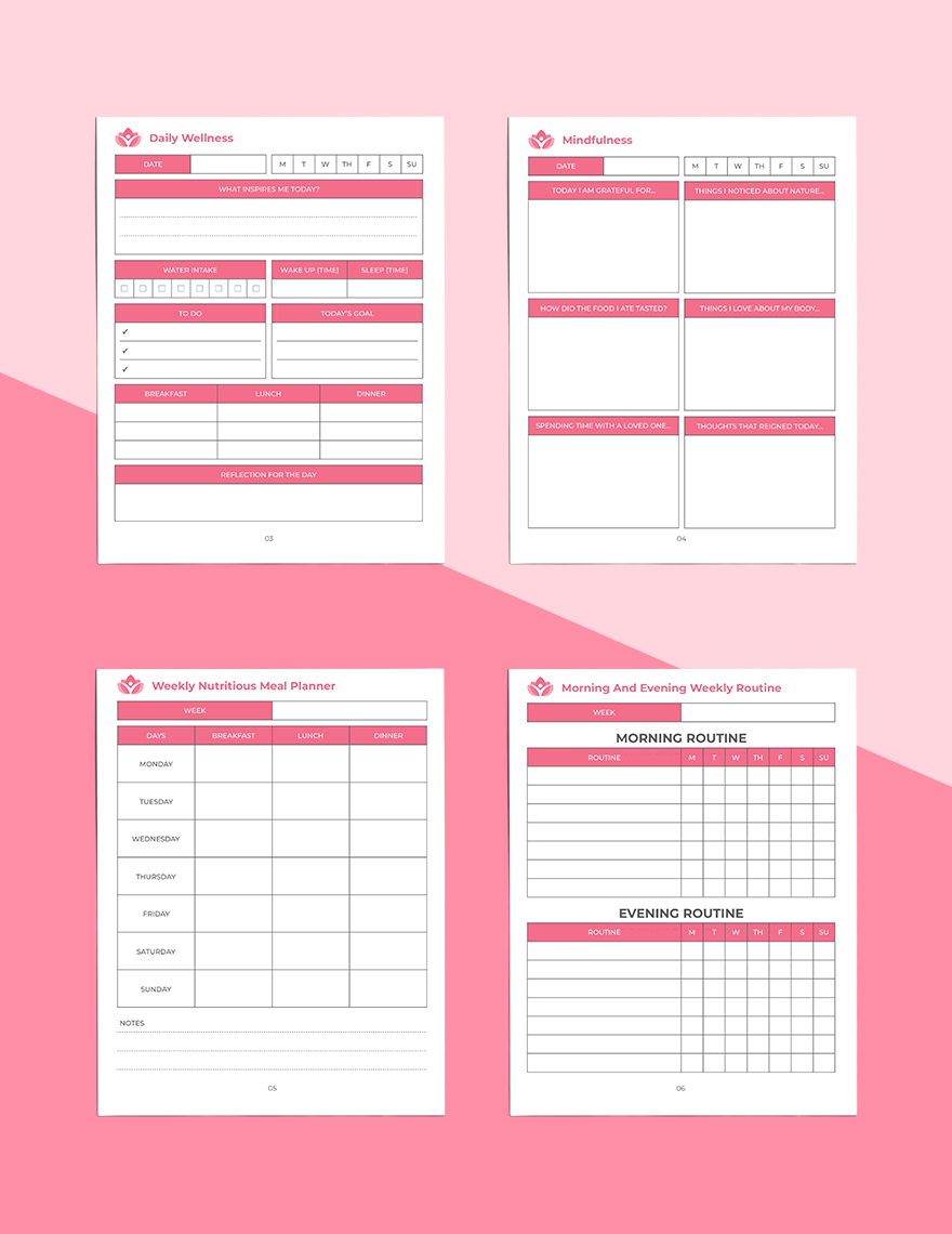 Wellness Journal Planner Template - Google Docs, Word, Apple Pages ...
