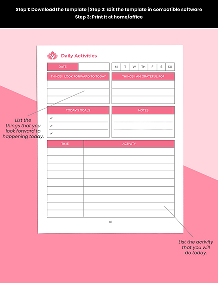 Wellness Journal Planner Template Word Apple Pages