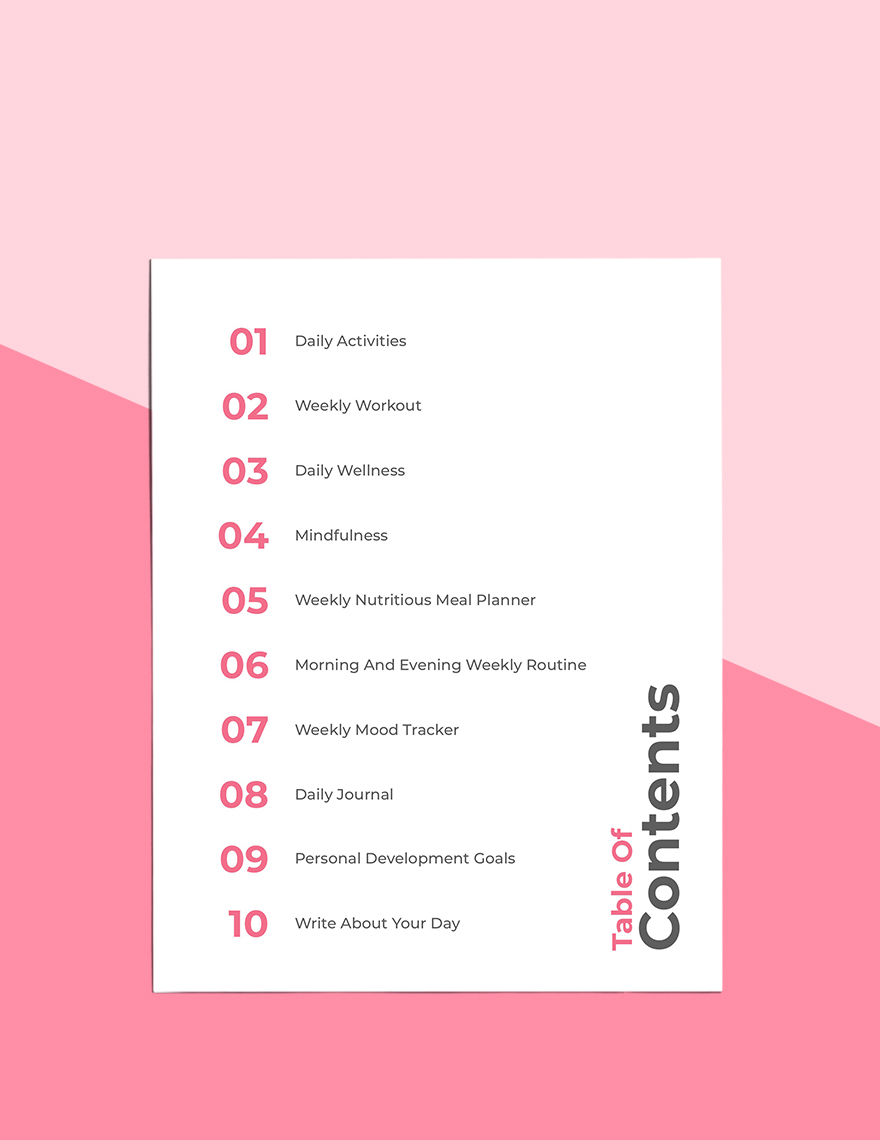 Wellness Journal Planner Template - Google Docs, Word, Apple Pages ...