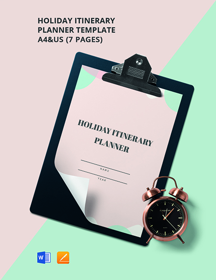 FREE Holiday Itinerary Template - PDF | Word (DOC) | Excel | Apple (MAC ...