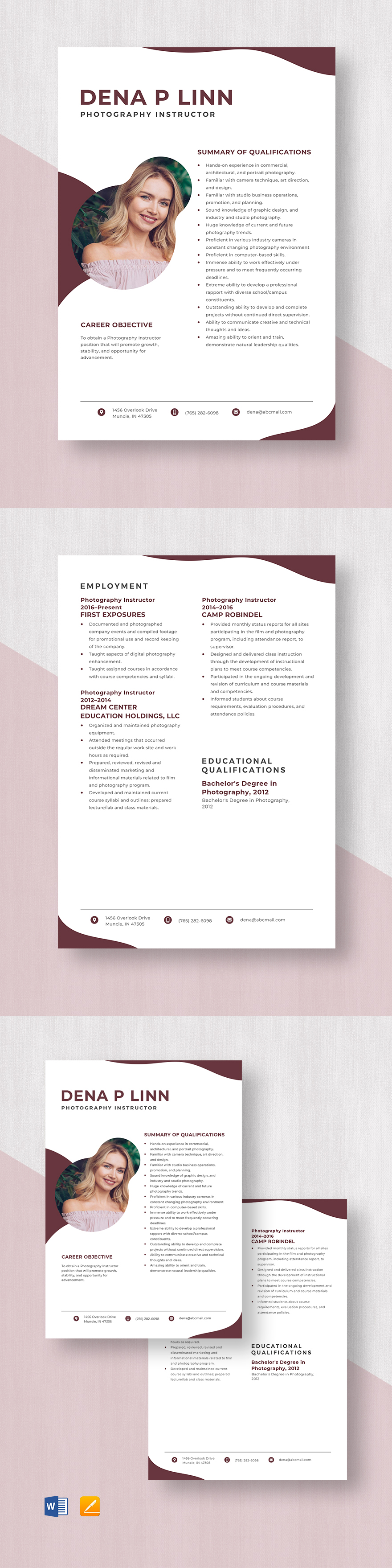 Photography Instructor Resume Template Word Apple Pages Template Photography Instructor Resume Template Word Apple Pages Template
