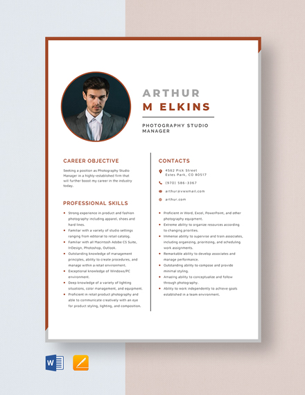 Free Design Studio Manager Resume - Download in Word, Apple Pages ...