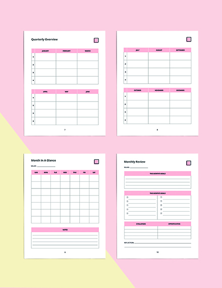 Quarterly Goal Planner Template Word Apple Pages Template