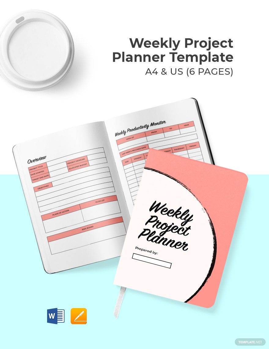 Weekly Project Planner Template Google Docs Word Apple Pages PDF 