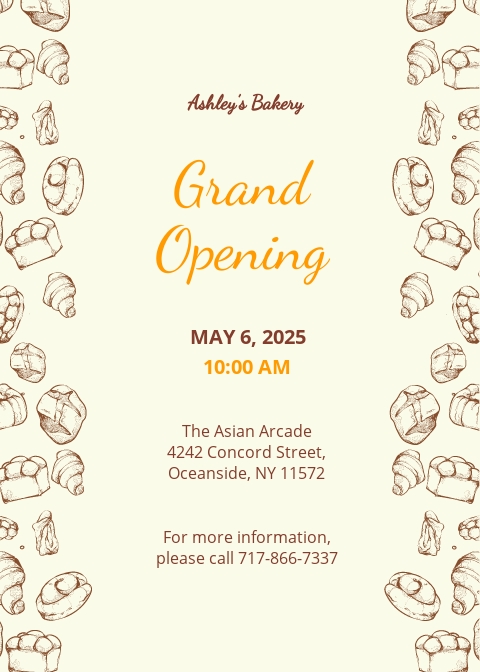 Free Bakery Opening Invitation Template