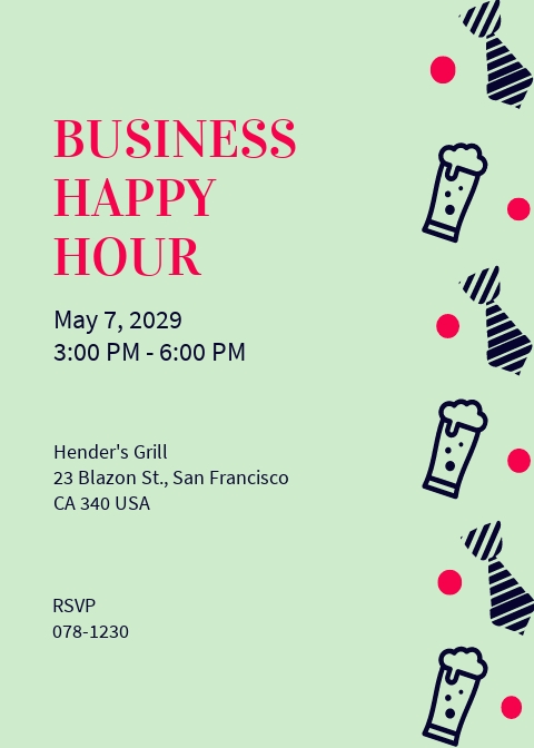 Business Happy Hour Party Invitation Template