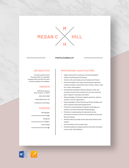 Photojournalist Resume