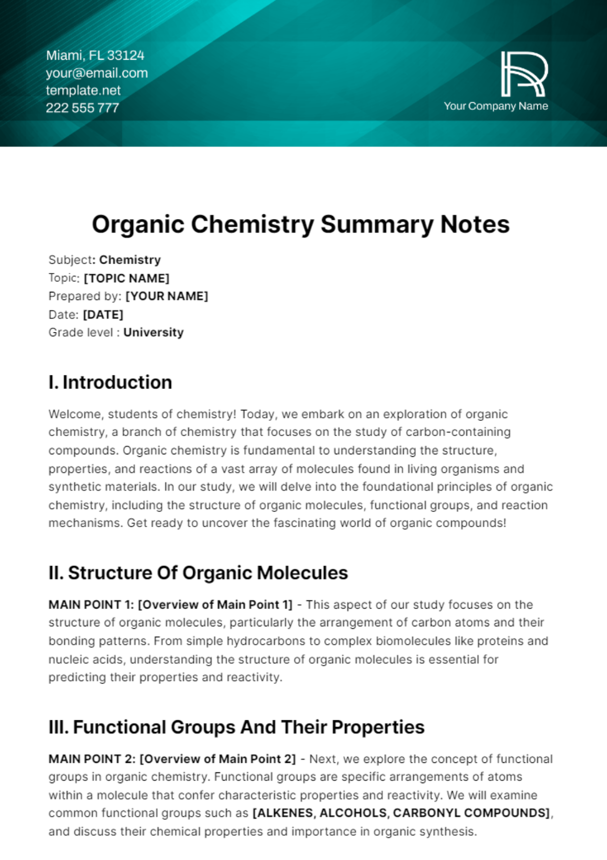 Free Summary Note Templates Editable And Printable