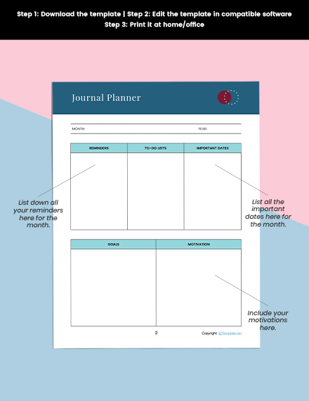 Printable Journal Planner Template - Word, Apple Pages | Template.net
