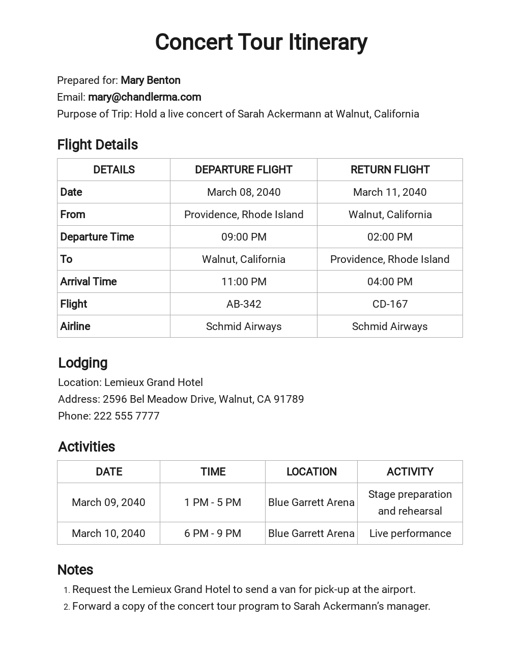 FREE Holiday Itinerary Template - PDF | Word (DOC) | Apple (MAC) Pages ...