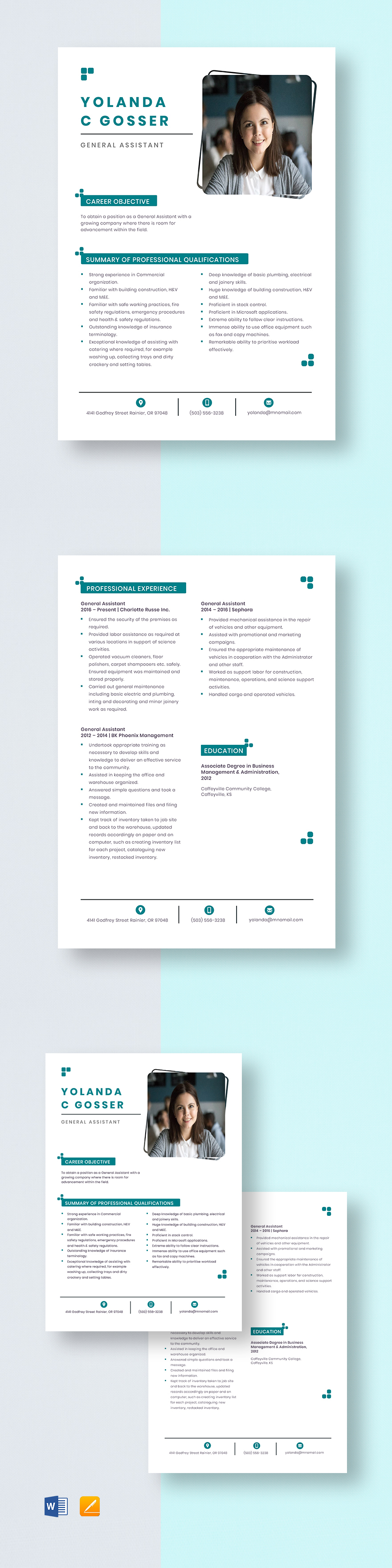 Free General Assistant Resume Template - Word, Apple Pages | Template.net