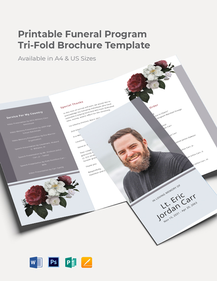 Printable Funeral Program Tri Fold Brochure Template Google Docs 