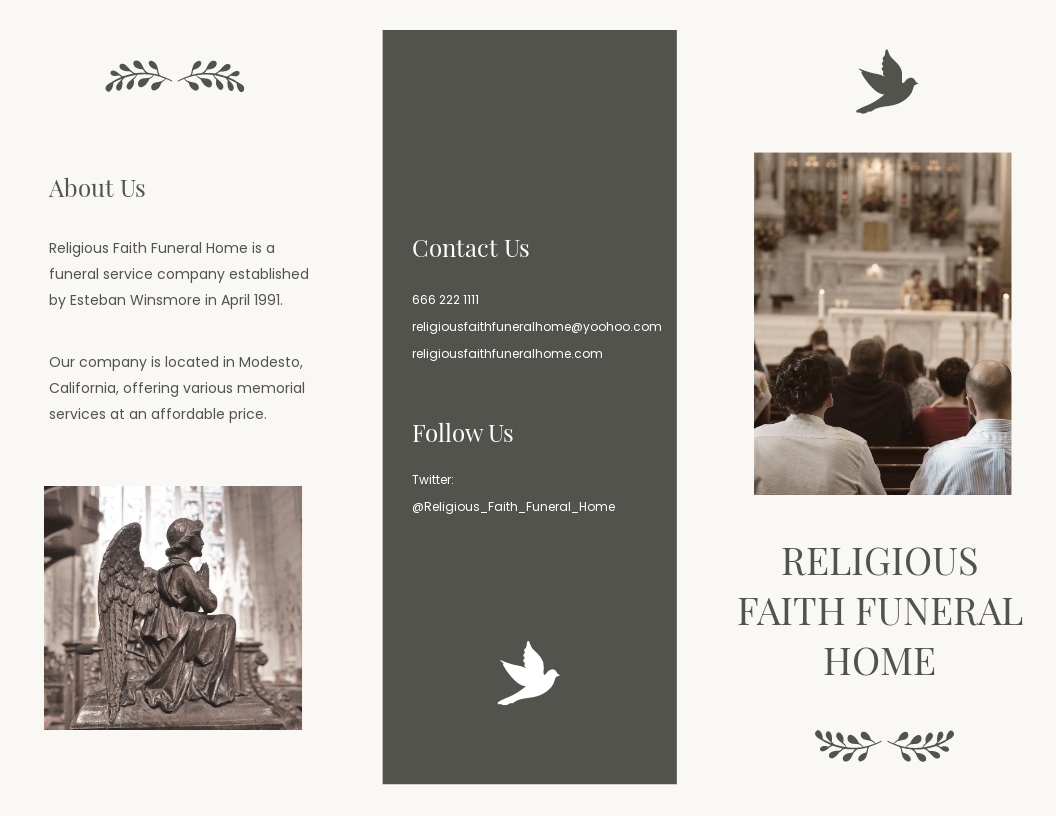 Free Religious Funeral Memorial Tri-Fold Brochure Template