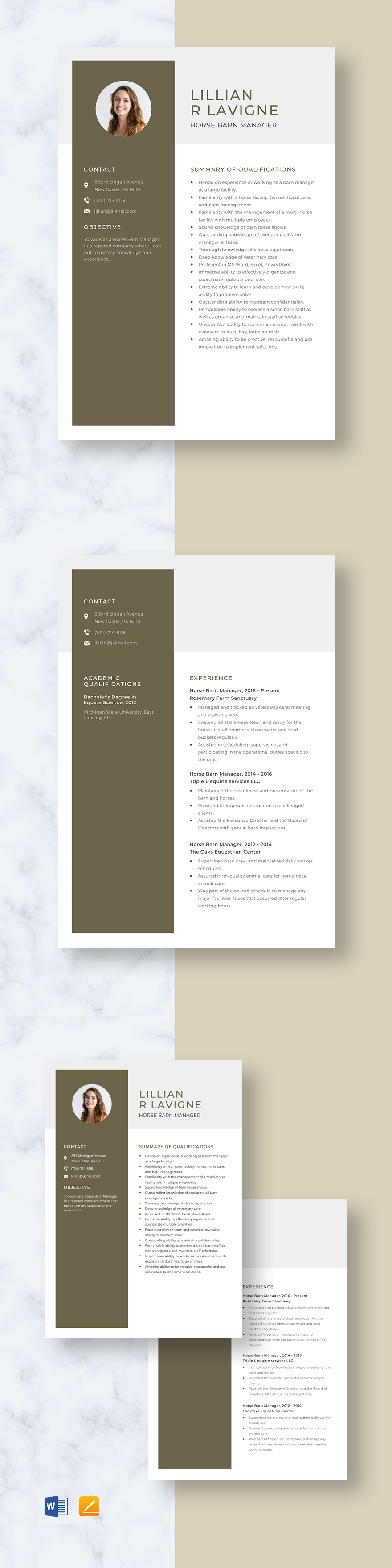 Free Horse Barn Manager Resume Template - Word, Apple Pages | Template.net
