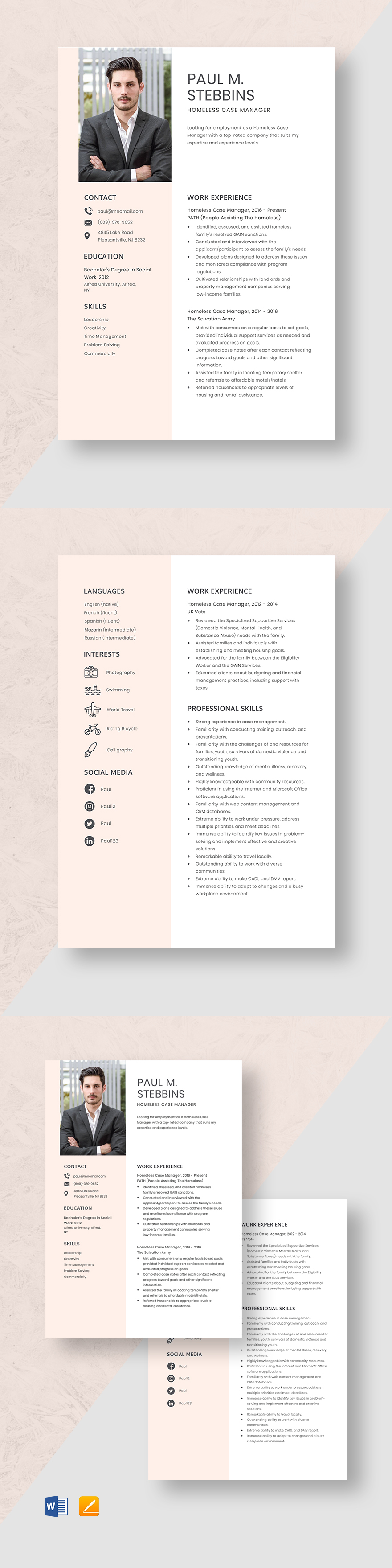Free Housing Case Manager Resume Template - Word, Apple Pages ...