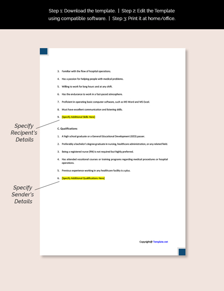 Hospital Volunteer Job Ad Description Template Google Docs Word 