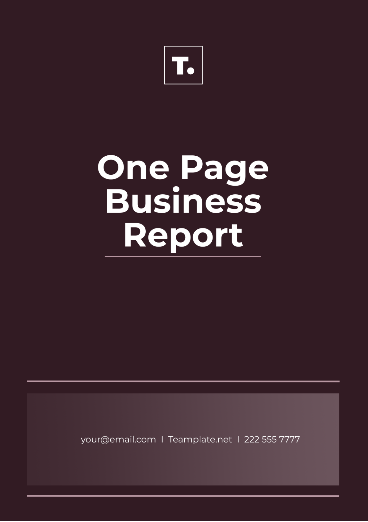 One Page Business Report Template - Edit Online & Download Example ...