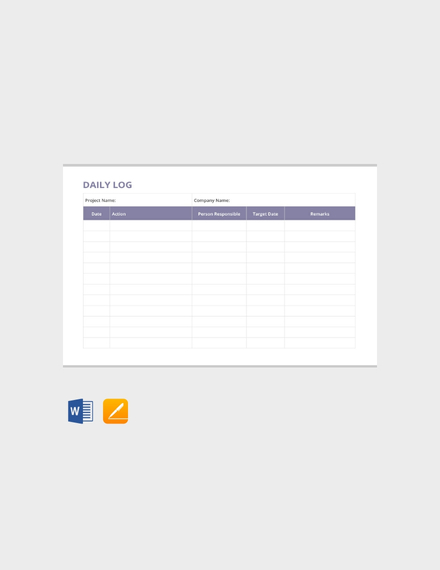 Daily Log Template - Word, Apple Pages | Template.net