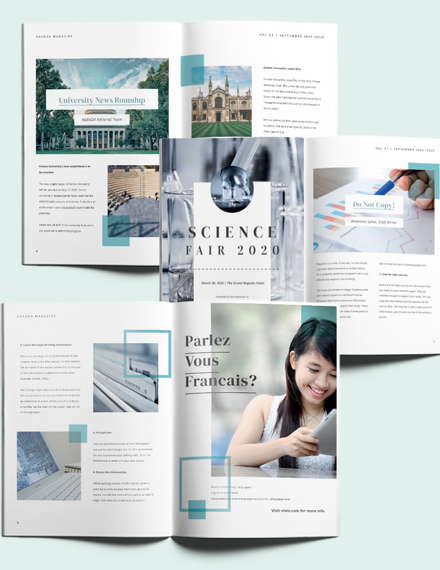 Printable College Magazine Template - InDesign, Word, Apple Pages ...