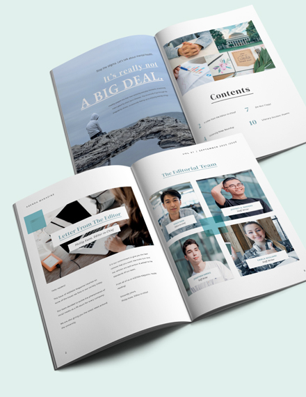 Printable College Magazine Template - InDesign, Word, Apple Pages ...