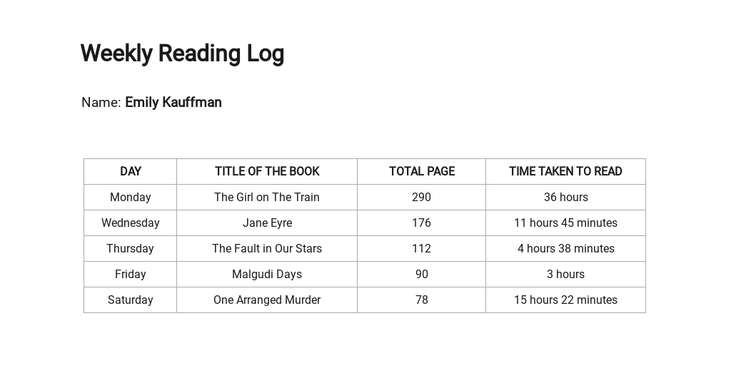FREE Simple Reading Log Template - Word | Apple Pages | Publisher