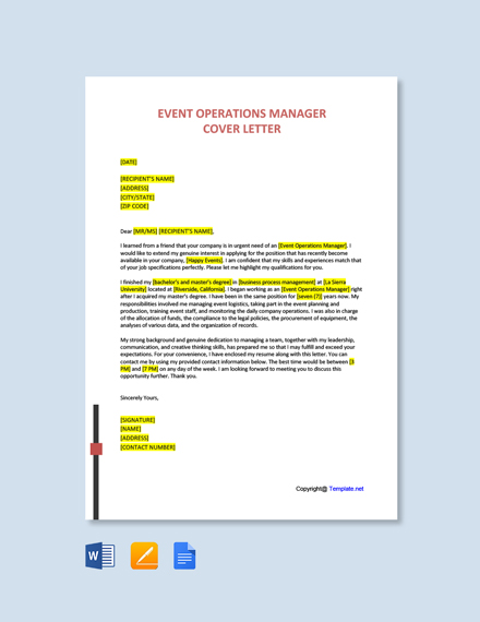 Cover Letter For Event