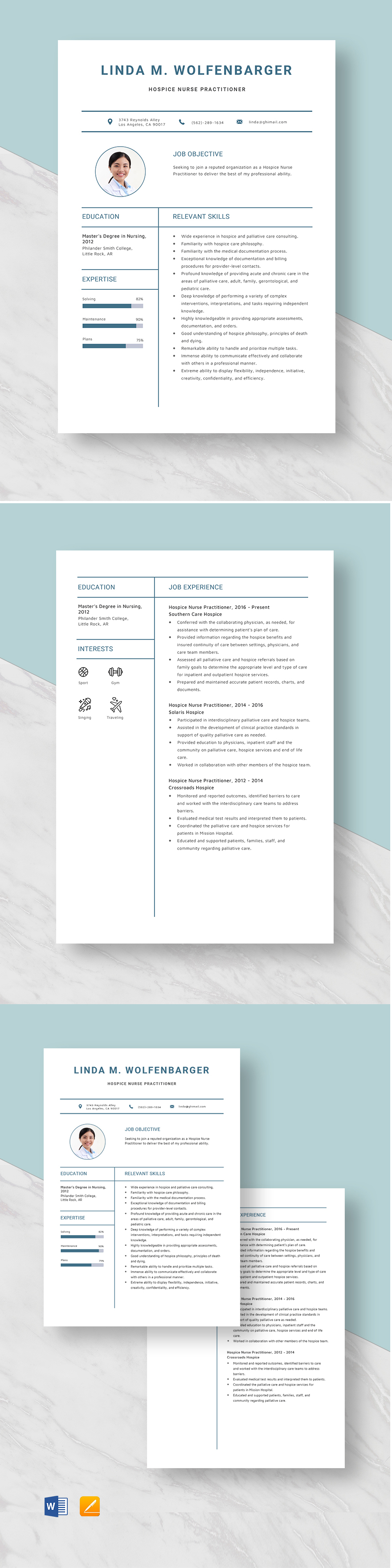 Hospice Nurse Practitioner Resume Template Word Apple Pages 