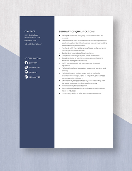 Horticulture Resume Templates I Liked This Design On #Fab. 1 Page