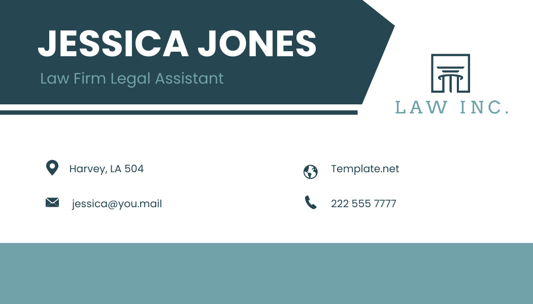 Law Firm Legal Assistant Business Card Template - Edit Online ...