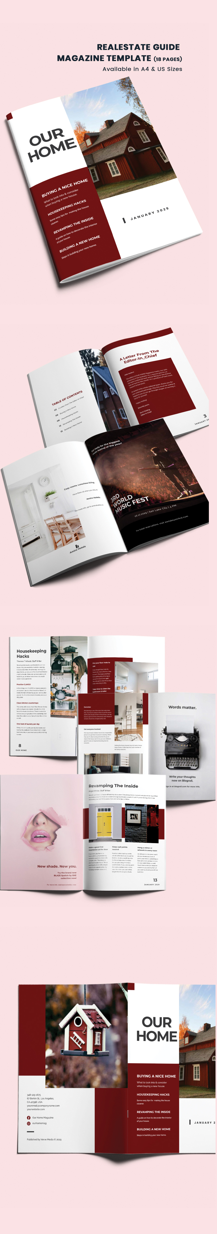 Editable Real Estate Magazine Template - InDesign, Word, Apple Pages ...
