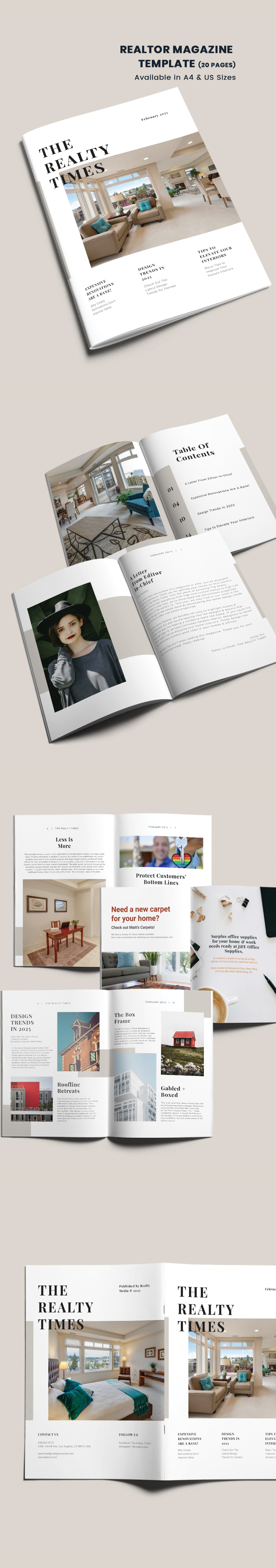 Realtor Magazine Template - InDesign, Word, Apple Pages, Publisher ...