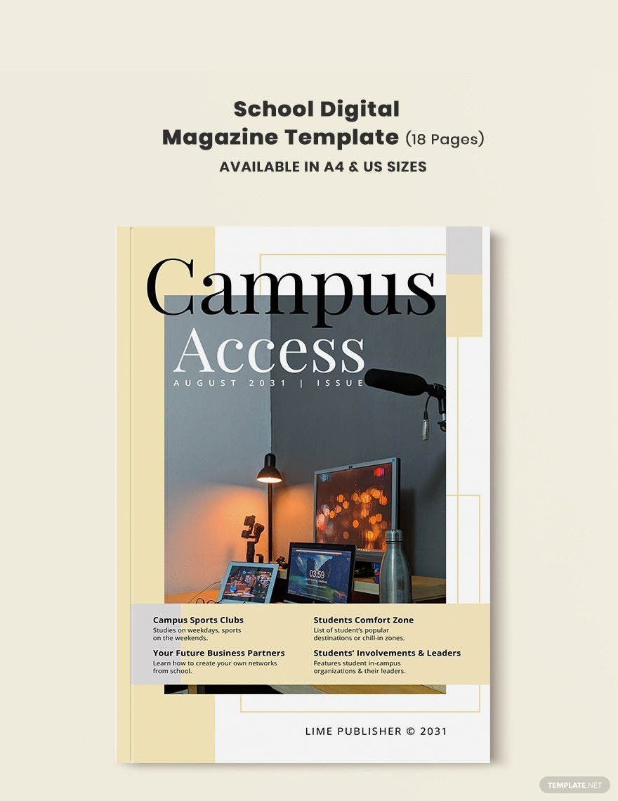 School Digital Magazine Template Download In Word Apple Pages 