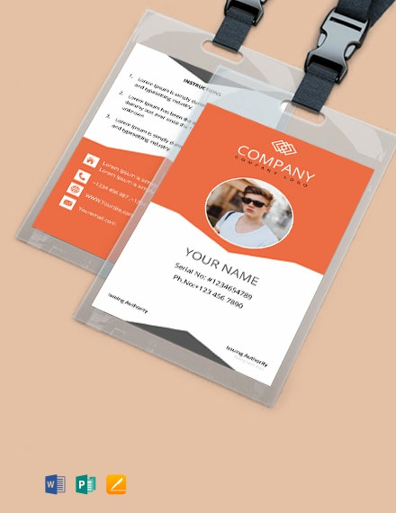 Sample Company ID Card Template Word Apple Pages Publisher 