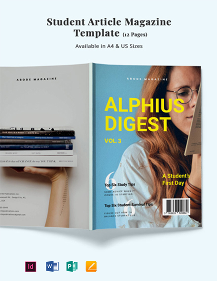 Free Basic Student Magazine Template - InDesign, Word | Template.net